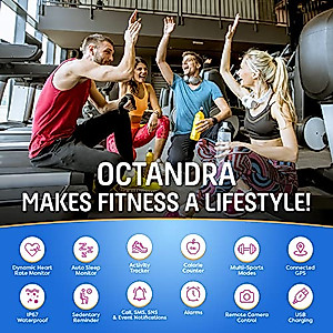 OCTANDRA Active VeryFitPro Fitness Tracker HR Heart Rate Sleep Monitor Step Counter IP67 Waterproof Activity Tracker Smart Band Pedometer Running Smart Watch for Men & Women (ID115Plus HR) (Purple)