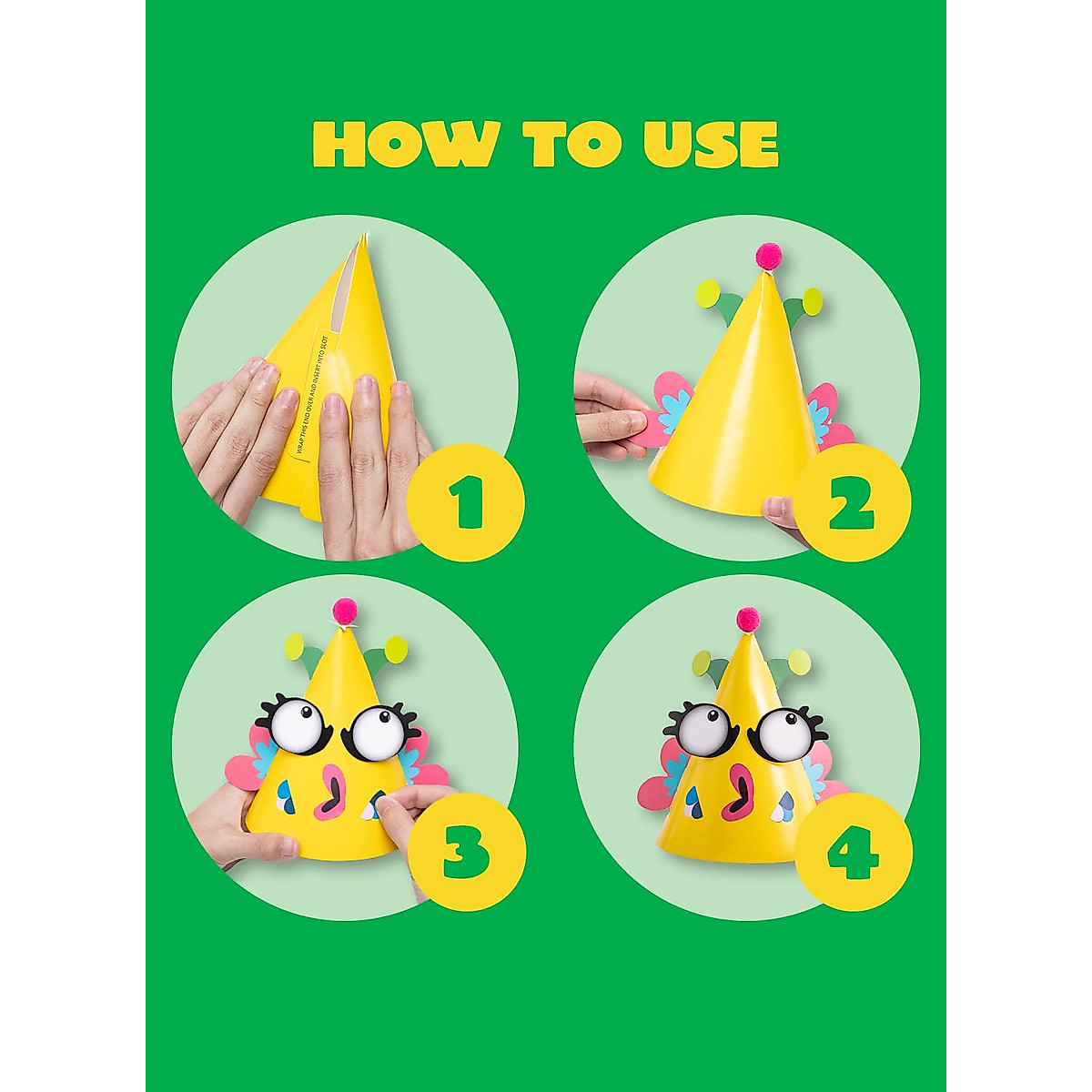 JOYIN 12 Sets Party Hats for Kids Birthday Party Games Craft Activities, Cute Animal Theme Birthday Hats Activity Kits with Stickers for Kids Holiday Party Favors