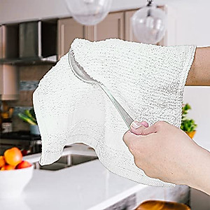 ZUPERIA Cotton Terry Towels Cleaning Cloths, 100% Cotton Terry Cloth Bar Rags White Bar Towels, Multipurpose High Absorbent Pack of 50 (12"x12") Terry Towels for Detailing or Painters (White)