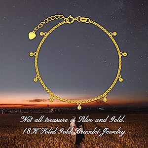 SISGEM 18K Real Gold Women Bracelet, Yellow Gold Diamond Cut Balls Bracelet Italian Mesh Link Chain Bracelet Jewelry Giftd for Her, Wife, Mom, 6.5" - 7.5"