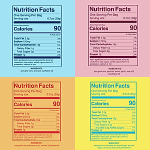 LOVE CORN Fab Four - Sea Salt, BBQ, Salt & Vinegar, Hot Spicy 0.7oz x 20 Delicious Crunchy Corn Healthy Family Snacks Gluten Free, Kosher, NON-GMO Alternative for Chips, Nuts, Crackers Pretzels