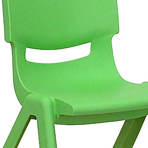 Flash Furniture Whitney 2 Pack Green Plastic Stackable School Chair with 10.5'' Seat Height