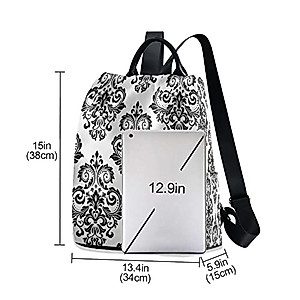 SLHFPX Floral Damask Backpack Purse For Women Anti Theft Fashion Back Pack Shoulder Bag Multipurpose Pockets