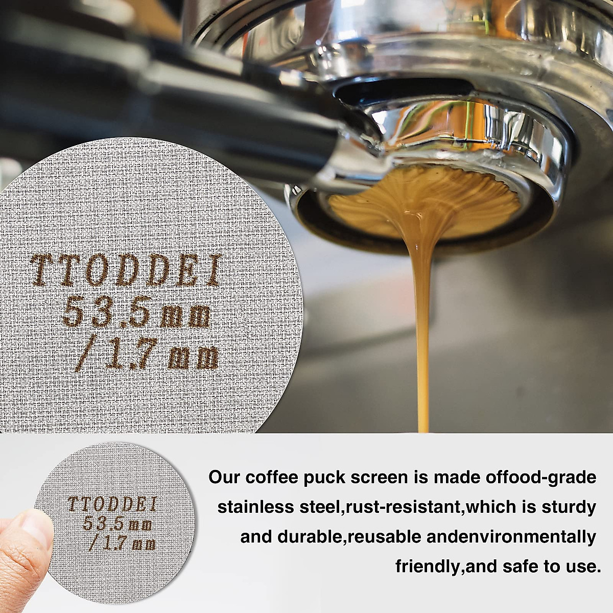 54mm Espresso Puck Screen Coffee Portafilter Puck Screen Espresso Portafilter Lower Shower Screen Reusable Contact Screen 53.5mm