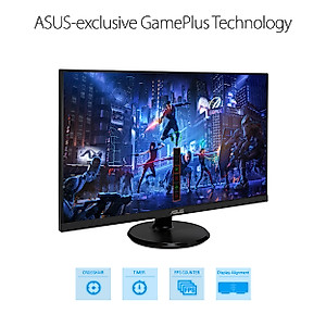 ASUS 27” 1080P Monitor (VA27DQ) - Full HD, IPS, 75Hz, Speakers, Adaptive-sync/FreeSync, Low Blue Light, Flicker Free, VESA Mountable, Frameless, HDMI, VGA, DisplayPort, Tilt Adjustable (Renewed)