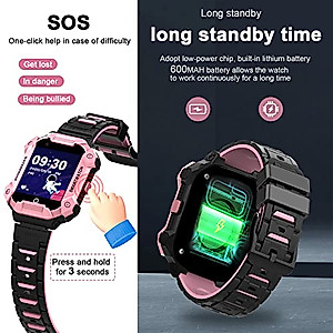 PTHTECHUS 4G Smart Watch for Kids - Smartwatch Phone with GPS Tracker,HD Camera, SOS, WiFi, Pedometer, Audio and Video Calling Voice Chat MP3 Waterproof Compatible Android and iOS for Girls Boys Gifts