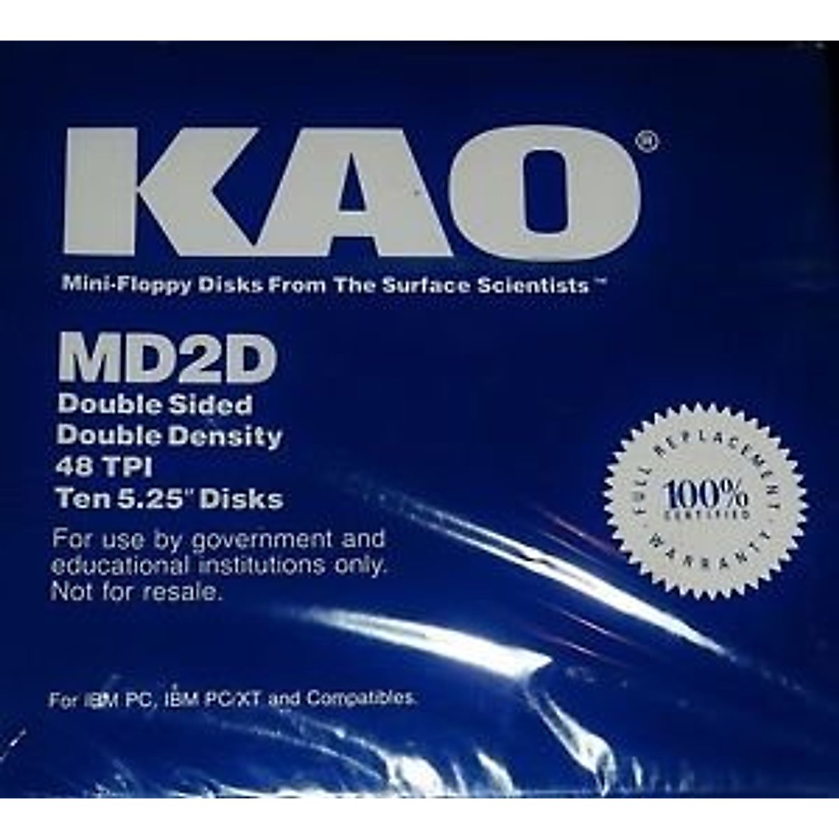 Kao MD2D Double Face 48TPI Floppy Disks Ten 5.25" Disks