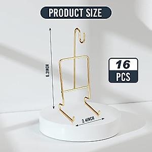16 Pcs Small Tea Cup and Saucer Display Stand Holder Rack China Metal Cup Saucer Holder Gold Tea Cup Holder Cup and Saucer Display Shelf Coffee Mug Organizer for Tea Cup Plate Teapot
