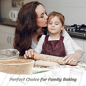 Joyyy Sourdough Bread Proofing Baskets with Liner, Dough Rising Ratten Bowl for Bread Making and Baking, Oval, 10 inch