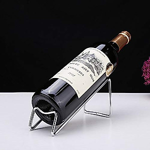 Ibnotuiy Set of 2 Metal Tabletop Single Bottle Wine Rack Minimalist Wine Holder (Silver)