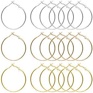 60pcs Beading Hoop Earrings Finding,FUNCYboo 50mm Round Earring Hoop Open Earring Beading Hoops for Jewelry Making DIY Crafts