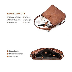 BROMEN Purses for Women Vegan Leather Hobo Bags Designer Handbags Large Shoulder Crossbody Bag with Adjustable Strap Brown