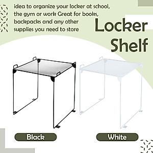 Panelee Locker Shelf for School Collapsible Locker Organizer Stackable Metal Locker Organization Gym Locker Accessories for Standard Size Locker Work Kitchen Office Bathroom (White, Single Layer)