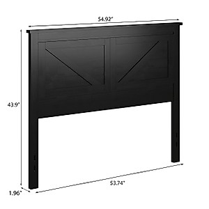 Glenwillow Home Farmhouse Style Wood Panel Headboard in Black - Full Size
