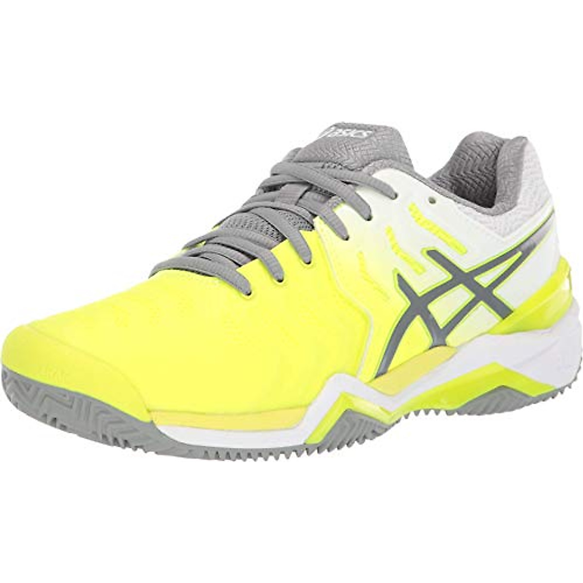 ASICS Women's Gel-Resolution 7 Clay Court Shoes, 7.5, Safety Yellow/Stone Grey