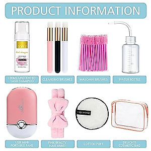 Lash Shampoo for Lash Extensions Eyelash Extension Cleanser Lash Mousse Lash Remover for Lash Extensions, Makeup Bag Lash Cleaning Kit