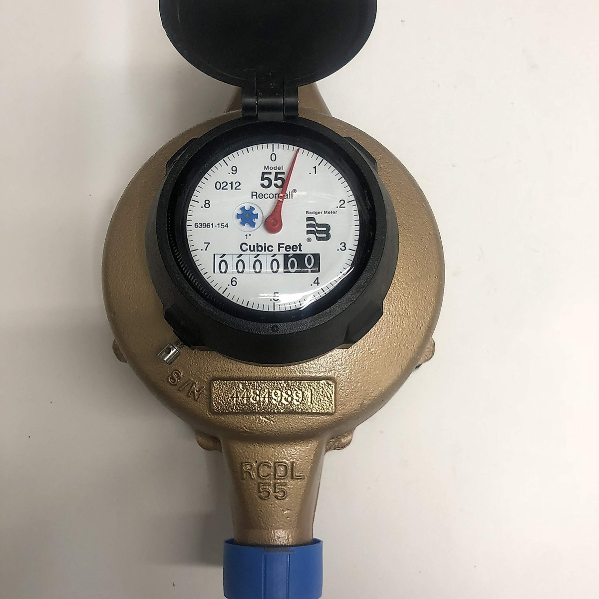 Badger 1" M55 Water Meter FRB Direct Read Cubic Feet