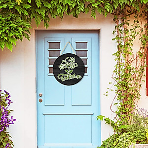 12 Inch Black Blank Unfinished Wooden Circle Sign Round Hanging Decorative Wood Plaque Wooden Sign with Ropes for DIY Crafts, Door Hanger, Sign, Wood Buring, Painting, Christmas Decor