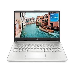 HP 14 Laptop, 14" HD Screen, Intel i5-1135G7 Processor, 16GB RAM, 512GB SSD, Webcam, SD Card Reader, HDMI, Wi-Fi, Windows 11 Home, Natural Silver
