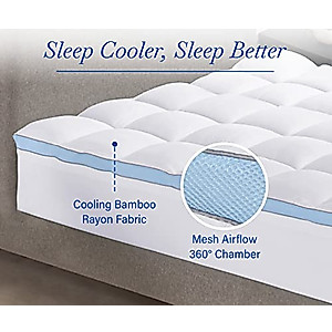Extra Thick King Size Cooling Mattress Topper, Plush King Size Pillow top Mattress Topper for Bed, Very Thick Mattress Pad Cover