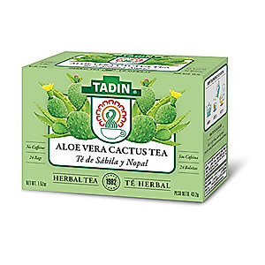 Tadin Aloe Vera Cactus Herbal Tea, Caffeine Free, 24 Tea Bag Per Box, Pack of 6 Boxes Total