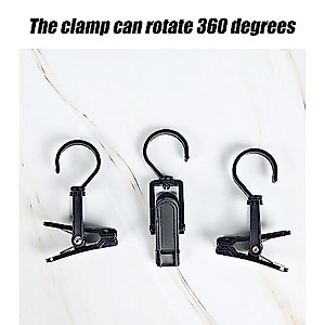 15 PCS Super Strong Plastic Clothes Pin Hooks Clip Family Travel Rotating Hanging Laundry Hooks Clip, Clothes Pins - 4.3 inches (Black)