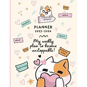 Kiko's Kawaii Planner: The Ultimate School Year 2023-2024 Organizer: Adorable Orange Cat, Pastel Colors, Monthly & Yearly Goals, Class Schedules, and Self-Care Plans – A Fun Agenda for Women and Girls