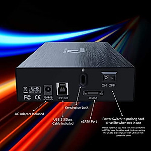 Fantom Drives FD 18TB 7200RPM External Hard Drive - GFORCE Pro - USB 3.2 Gen 1 5Gb/s + eSATA - Read/Write Speeds up to 250MB/s - Black (GFP18000EU3) (Renewed)