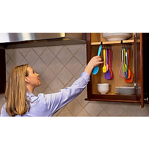 Spark Innovators Nook Hooks, Under Cabinet Storage Hooks, Holds Mugs, Utensils, Coffee Cup, Fits Shelves up to 1", No Installation, 3 Pack