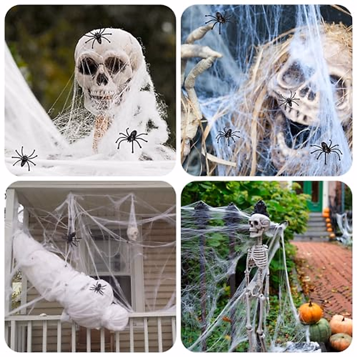 GKGG 900 sqft Halloween Spider Webs Decorations with 30 Extra Fake Spiders, Super Practical Spider Web for Halloween Decor Outdoor and Indoor