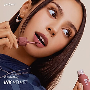 Peripera Ink the Velvet Lip Tint - High Pigment Color, Longwear, Weightless, Not Animal Tested, Gluten-Free, Paraben-Free (041 COOL OFF ROSY)