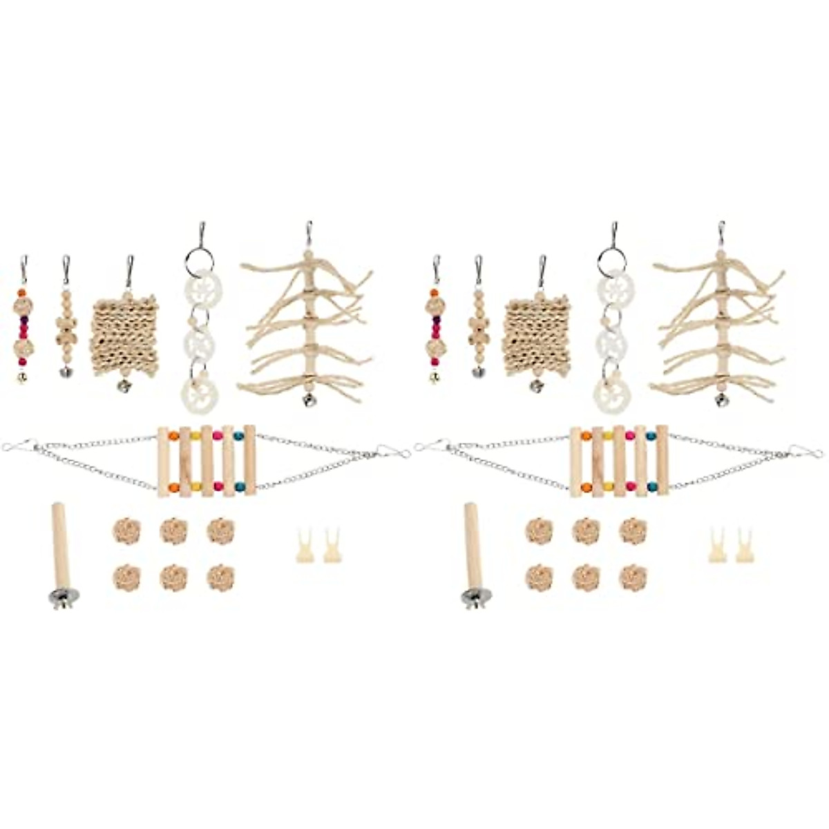 PATKAW Teething Toys Teething Toys Teething Toys 2pcs Bird Parrot Swing Parrot Swing Toy Bird Toy Set Wood Bird Toys Chewing Toys: 15pcs Teething Toy Wooden Toys Wooden Toys