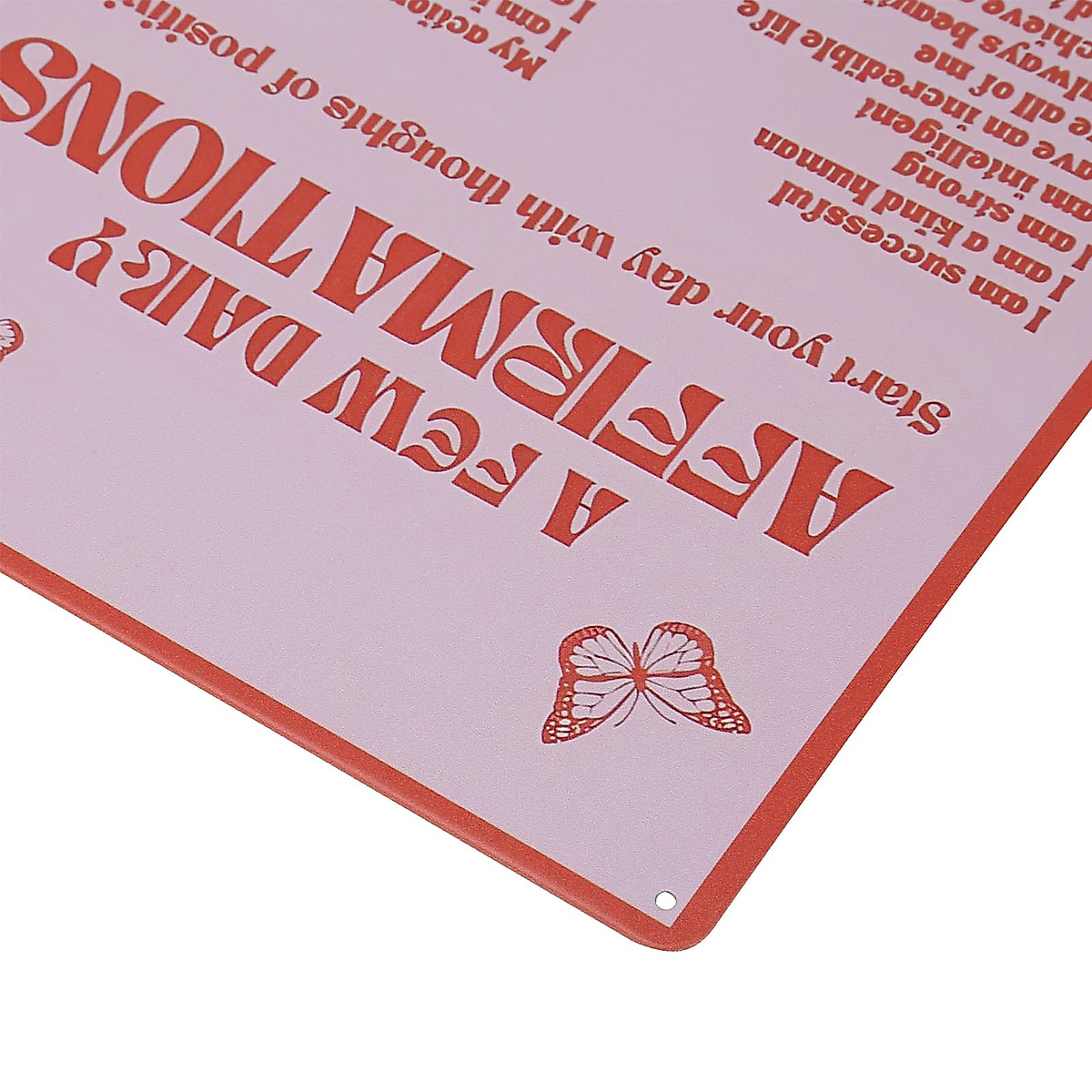 Room Decor Aesthetic Daily Affirmations Motivational Wall Art Metal Tin Sign, Pink Butterfly Wall Home Coffee Room Office Decor 8X12Inch