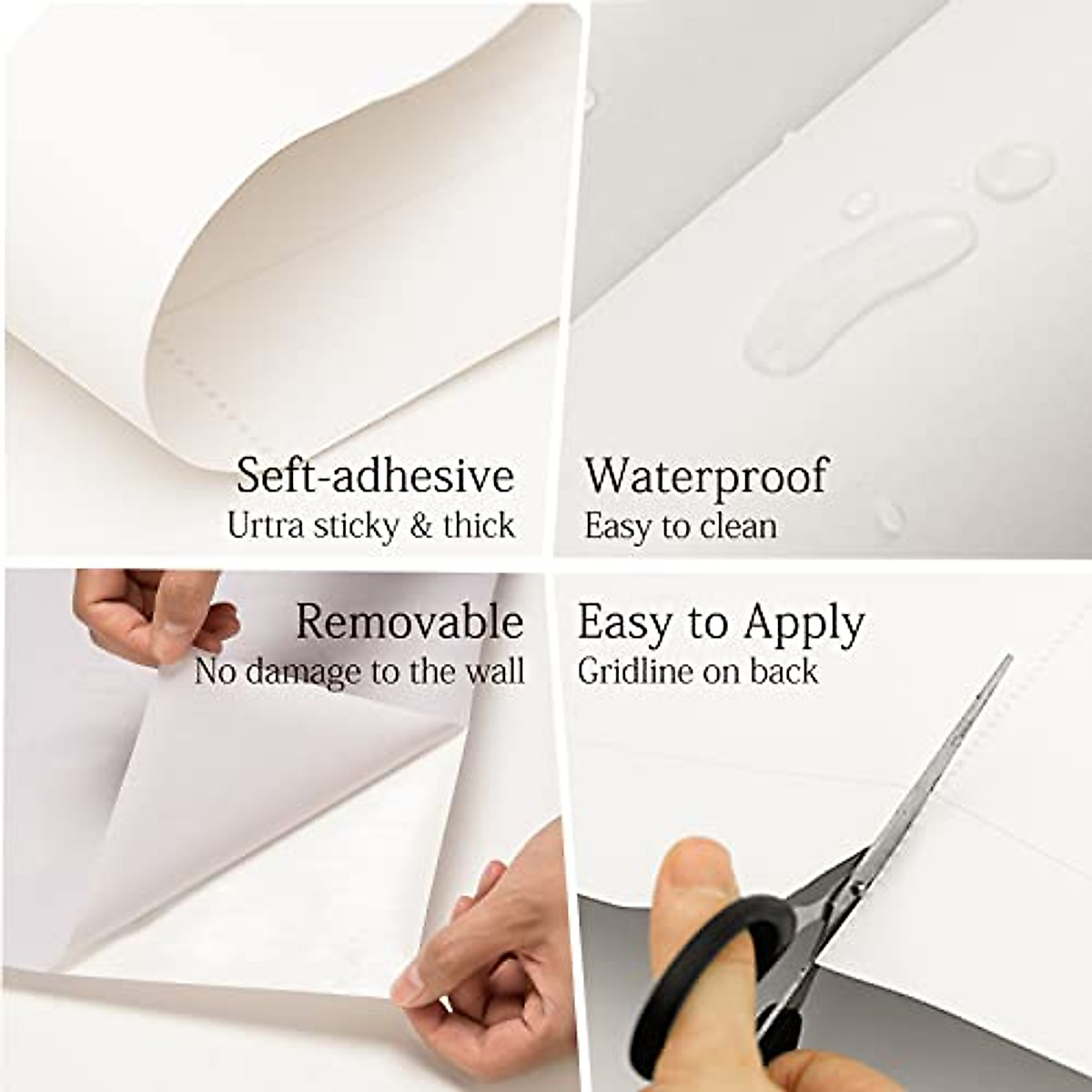 Fortuhome Putty White Peel and Stick Wallpaper 196.8"X24", Self-Adhesive Removable Matte Contact Paper for Cabinet, Thicken Waterproof Vinyl Wall Covering for Countertop Bathroom Kitchen Farmhouse