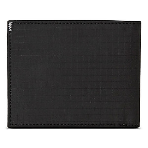 Eddie Bauer Men Signature Bifold Passcase Wallet (Available in Cotton Canvas, Ripstop Nylon-Black, One Size