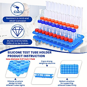 Lab Test Tube Holder Rack Plastic Tube Holder with Silicone Fixing pad centrifuge Tube Stand Rack for 5ml 10ml 15ml(1, Blue, 1pcs 9.7In*5.5In* 1.9In)