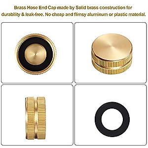 10 Pieces 3/4 Inch Brass Hose Cap Hose End Cap Spigot Cap Garden Hose Female End Cap with 20 Pieces 3/4 Inch Washers for Home Garden Hose