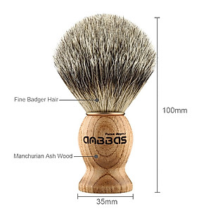 Anbbas Shaving Brush, Handmade Pure Badger Hair Brush with Natural Manchurian Ash Wood Handle for Men Traditional Wet Shaving