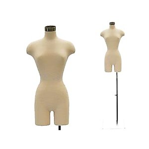 Adult Female Off White Dress Form Mannequin Torso with Adjustable Square Metal Base #F6WLG-BS-05