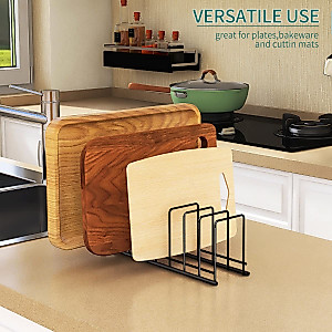 PINNIYOU Pot Lid Organizer, 2 Pack Kitchen Plate Pot Lid Rack Holder Rest, Storage Cutting Boards, Bakeware, Pots & Pans Serving Trays, Reusable Containers in Cabinet Pantry, USU201, Black