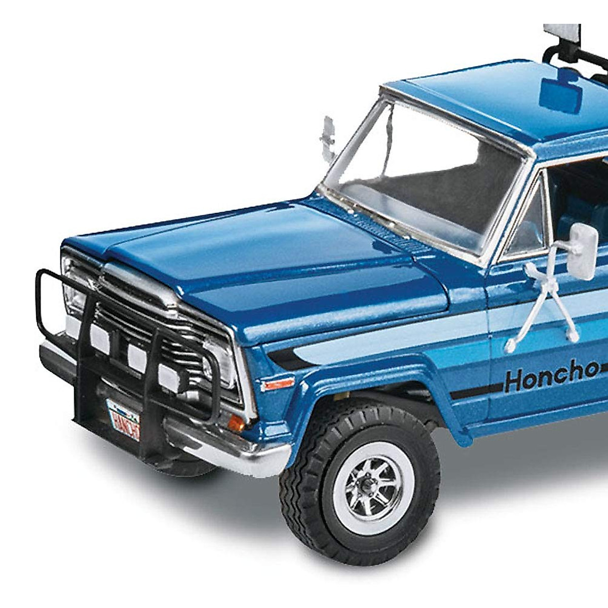 Revell Level 4 Model Kit 1980 Jeep Honcho Pickup Truck Ice Patrol with Snowmobile 1/24 Scale Model