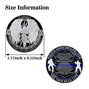 St.Michael Archangel Prayer Law Enforcement Police Thin Blue Line Challenge Coin Commemorative Gift