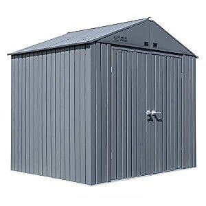 MDMprint 310 cu ft Steel Peaked Roof Storage Shed, Anthracite, EG86AN-A