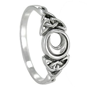 Sterling Silver Celtic Triquetra Knot Crescent Moon Ring (sz 4-15) sz 9