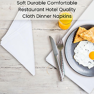 Linen Hub Cloth Dinner Napkins 17x17 - Perfect Everyday Use Cloth Napkins - Soft Absorbent Washable Cotton Napkins - Ideal for Farmhouse Wedding Party Christmas Easter - 100% Cotton Napkins White