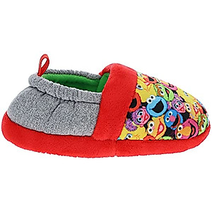 Sesame Street Toddler Slippers, Allover Character Print, Red/Grey, Size 9/10