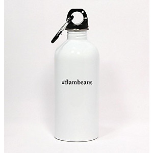 Los Drinkware Hermanos #Flambeaus - Hashtag White Water Bottle with Carabiner 20oz