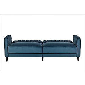 US Pride Furniture Square Arm Sofa Bed Sofabed, Teal Blue