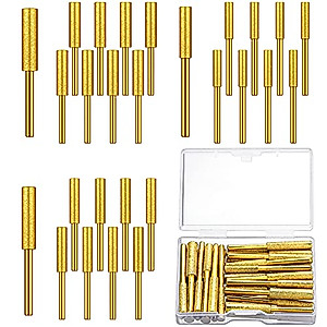 30 Pcs Diamond Chainsaw Sharpener Stones Bits High Hardness Chainsaw Sharpening Titanium Plated Wheels Grinding Tool for Electric Gold Chain Saw Jewelry Stone (5/32 inch, 3/16 inch, 7/32 inch)
