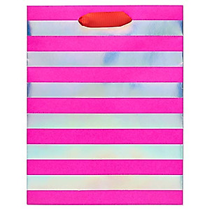 Papyrus 13" Large Gift Bag (Pink Stripes) for Birthdays, Bridal Showers, Baby Showers and All Occasions (1 Bag)